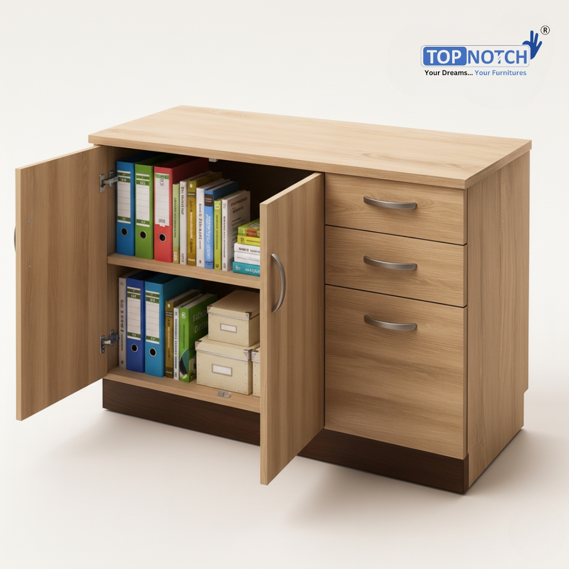 Topnotch Low Height Table Side Storage Cabinet | 2 Shutters + 3 Drawers ...