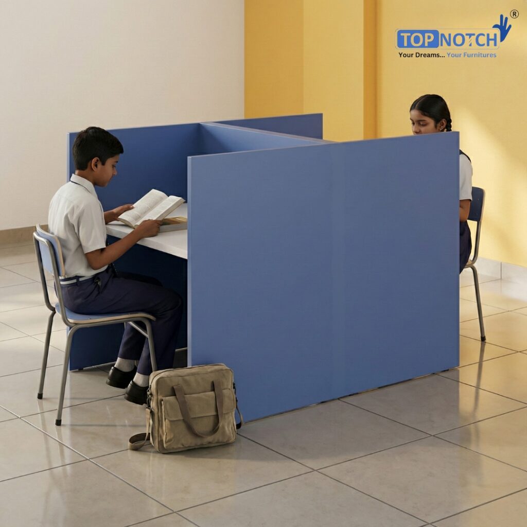 2-Seater Library Reading Table 900W × 1100D × 1200H mm | Dual Student ...