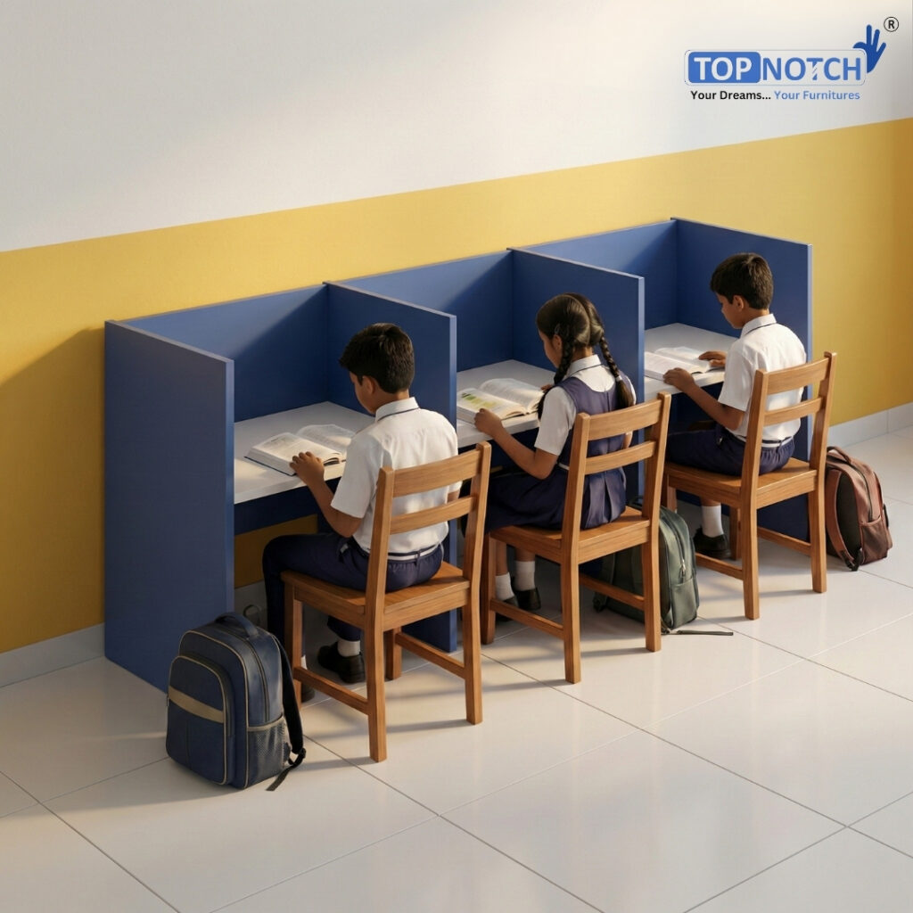 3-Seater Library Reading Table Side-by-Side 2700W × 550D × 1200H mm ...