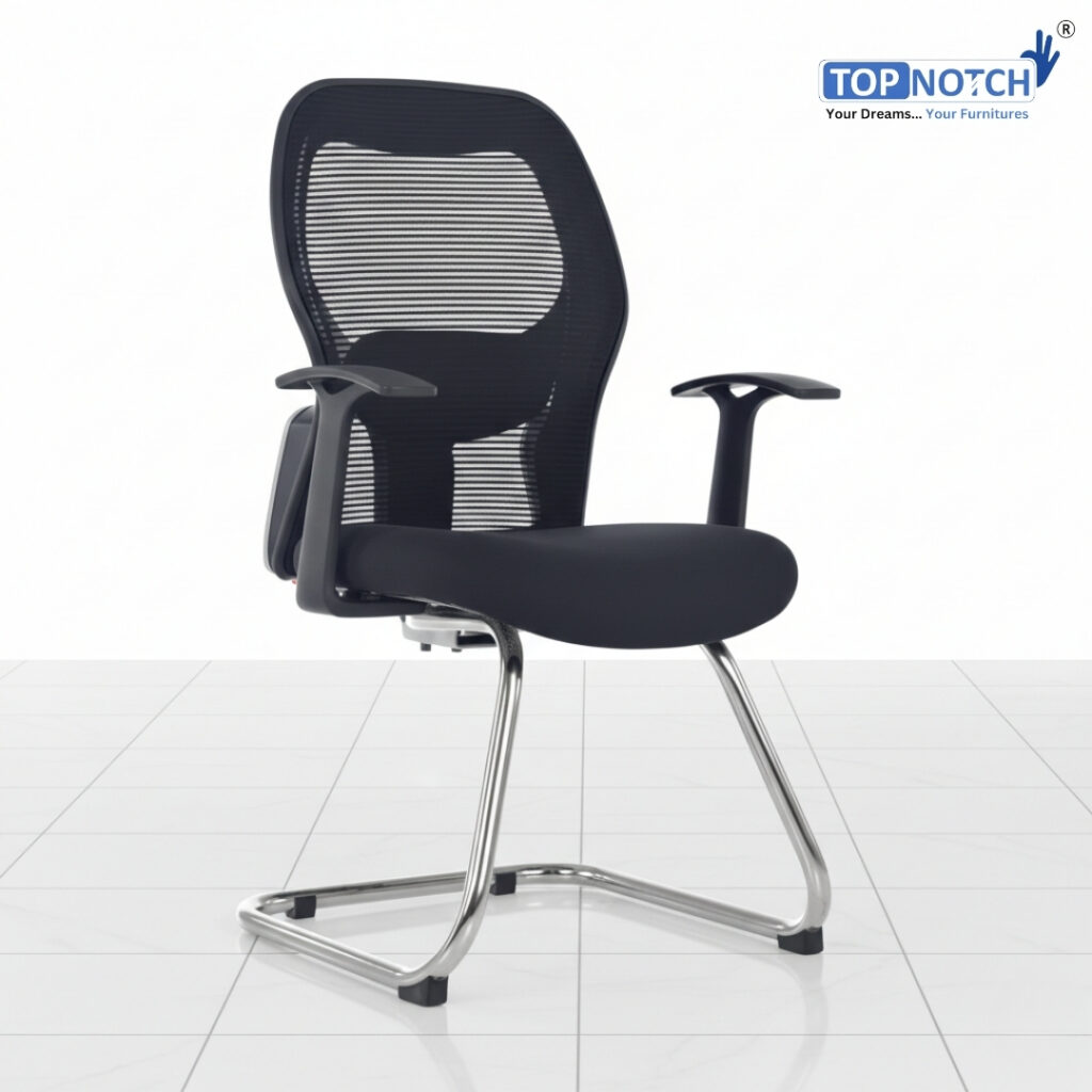 Ergonomic Visitor Chair | Fixed Armrest |Mesh Back | Fabric Seat ...